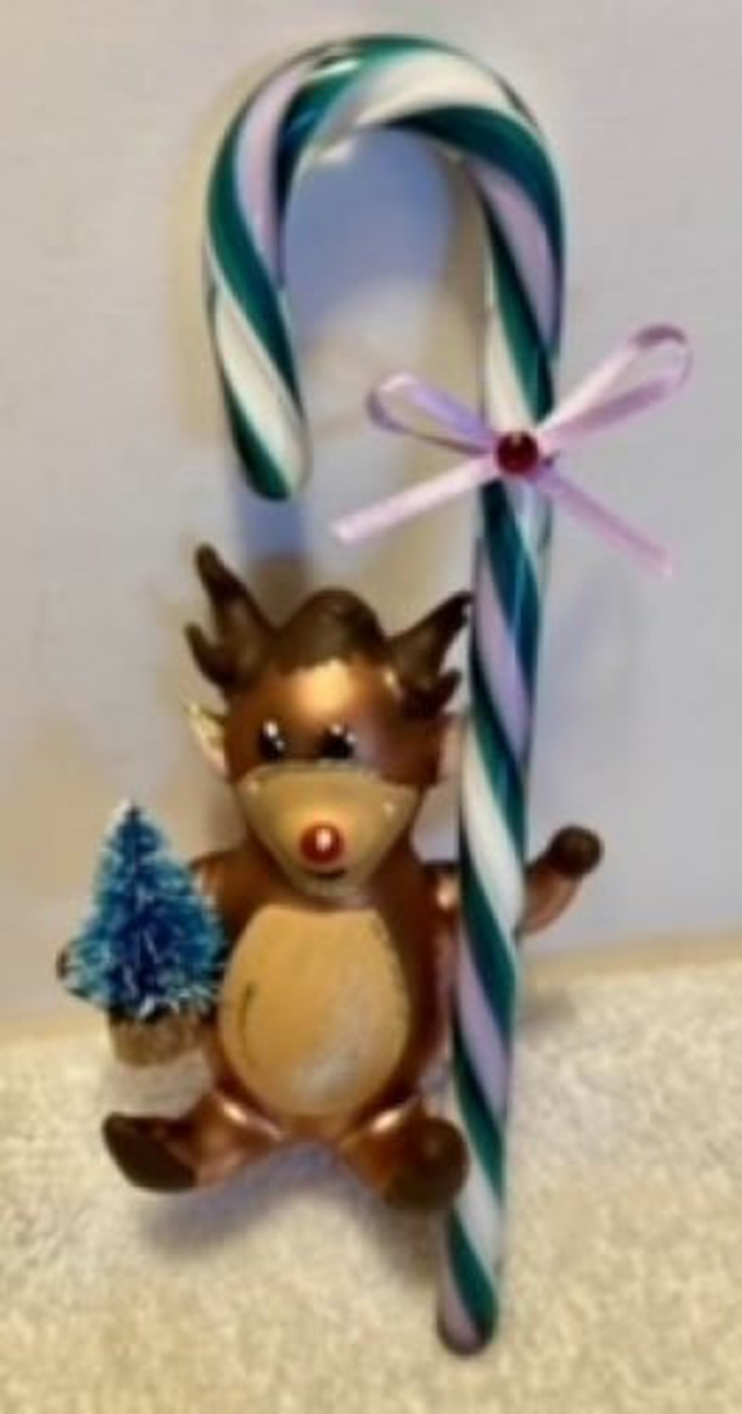 NEW Italian Blown Glass Slip Sliding Rudolph Candy Cane Christmas ...