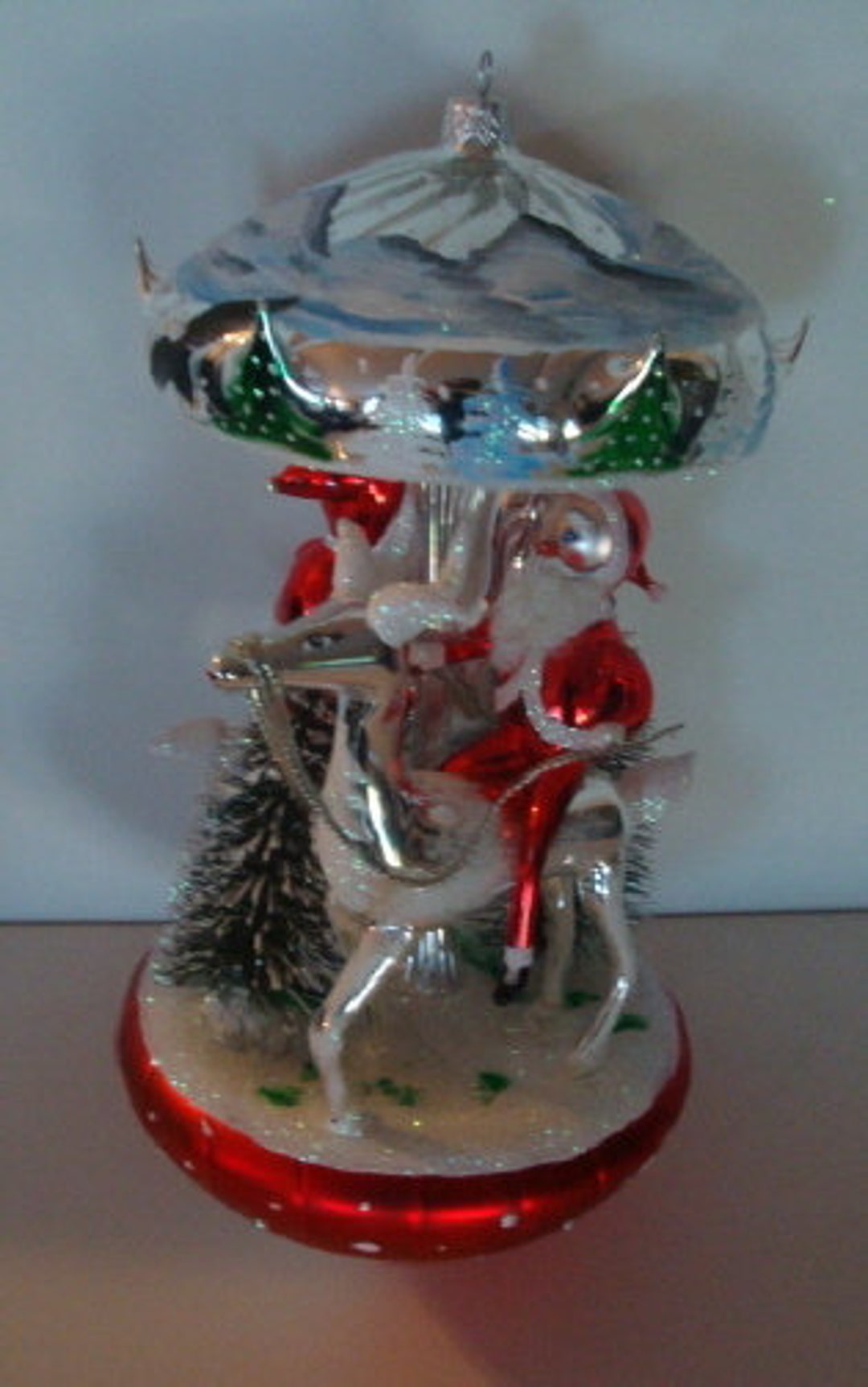 Beautiful Hand Blown Hand Painted Glass Italian Christmas Carousel ...