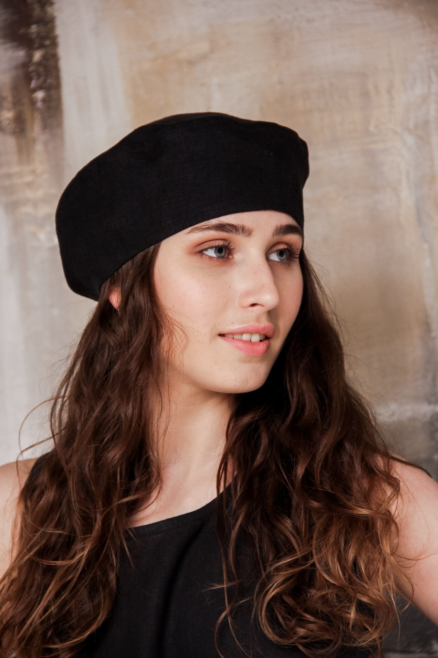 Linen Beret, Black Beret for Women, French Beret for Women, Mini Beret ...