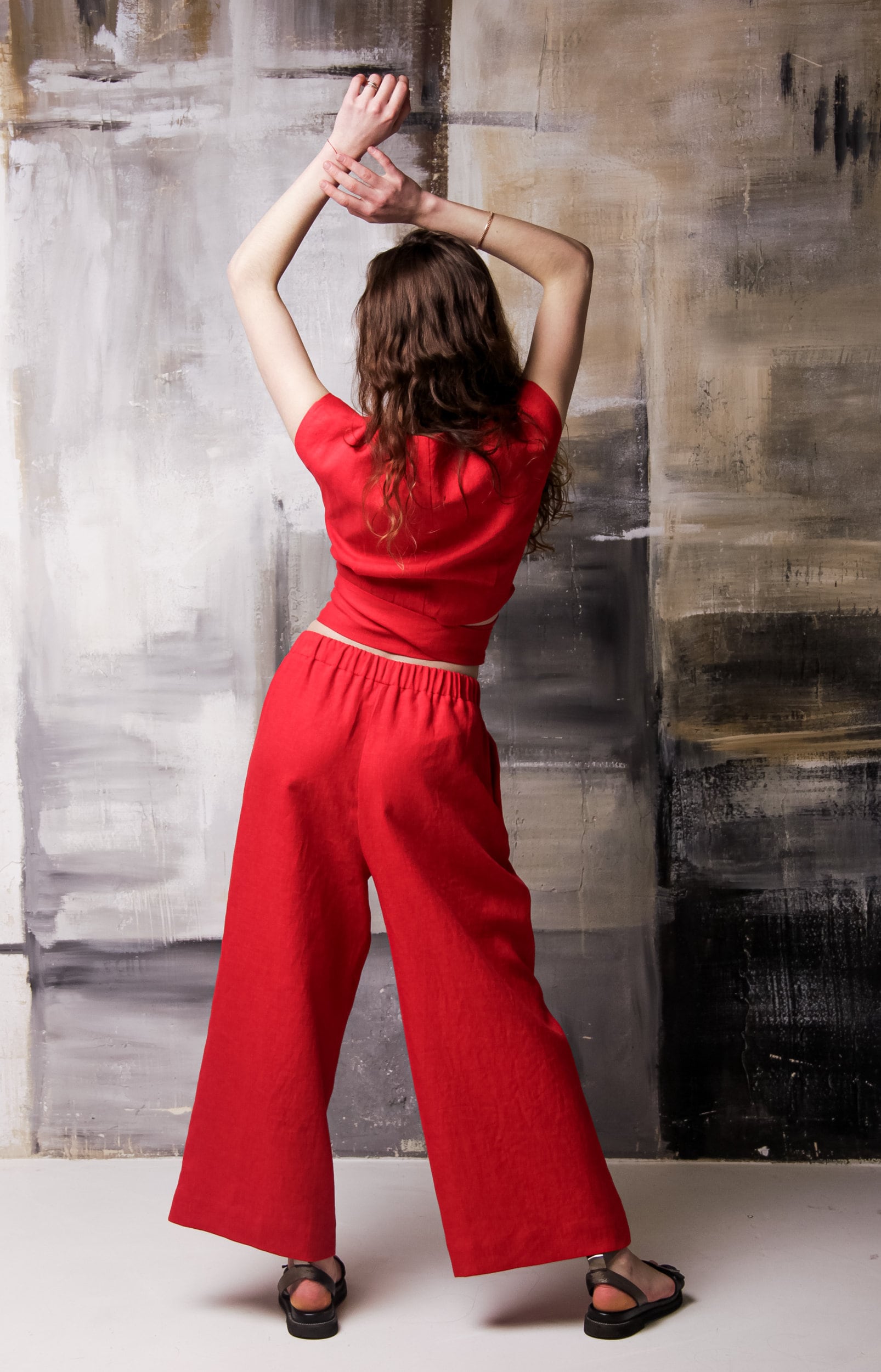 Red Linen Suit Linen Two Piece Set Linen Suit Women Crop - Etsy