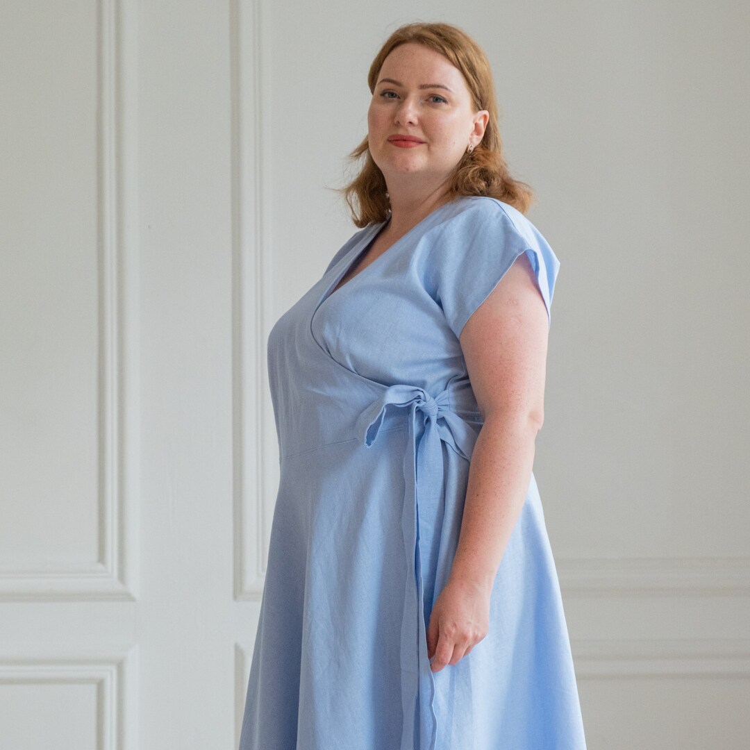 Blue Linen Dress, Linen Dress Plus Size, Linen Maxi Dress Short Sleeve ...