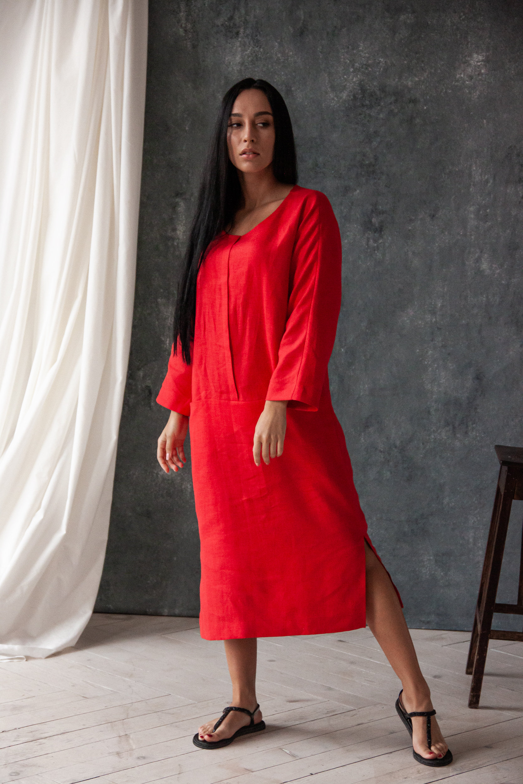 Linen Dress for Womanred Linen Dresselegant Linen - Etsy