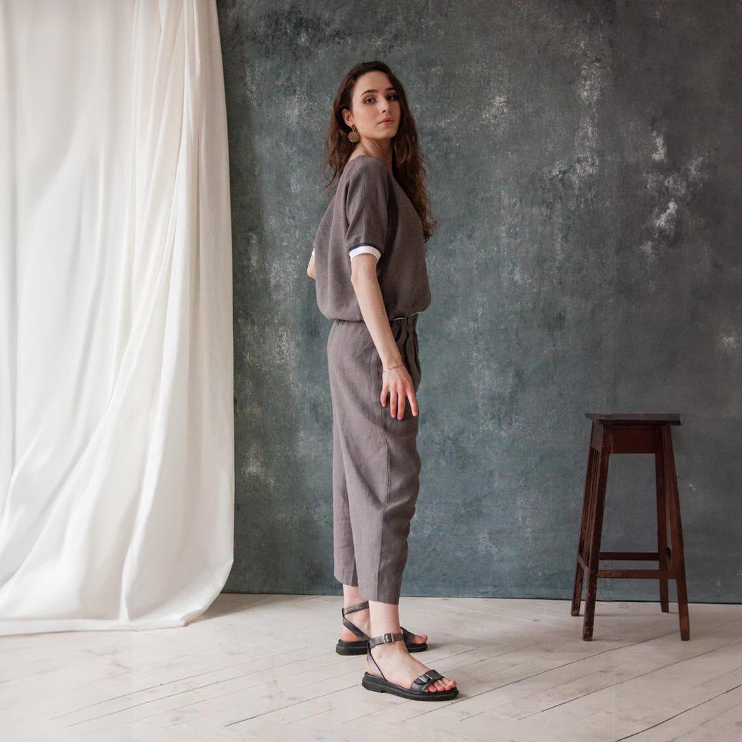 Linen Long Sleeve Top, Linen Set Women, Linen Two Piece Set Women ...