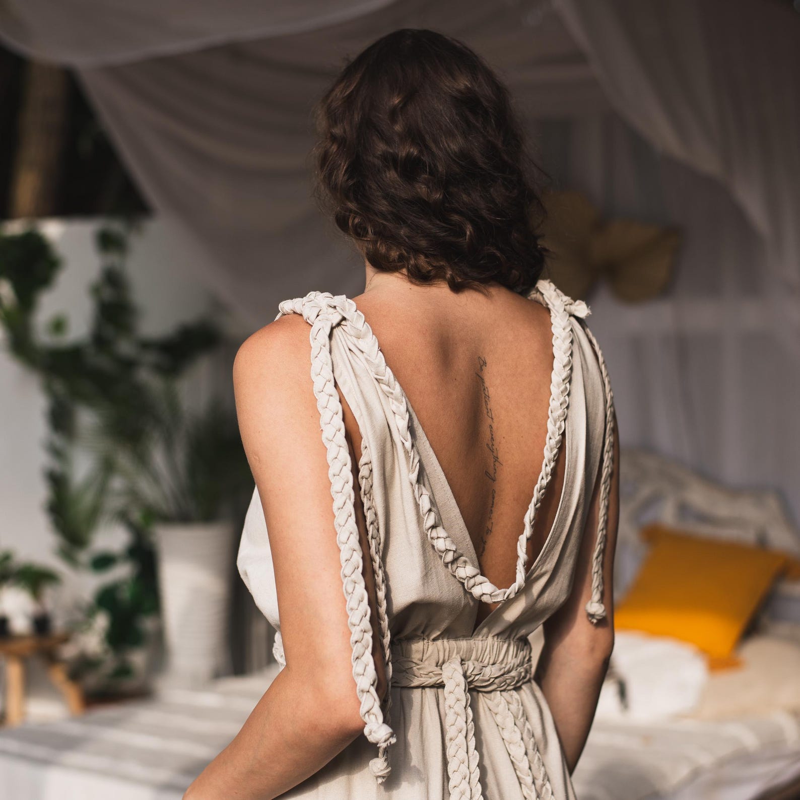 Linen Greek Dress Women, Priestess Dress, Wedding Guest Dress Linen ...