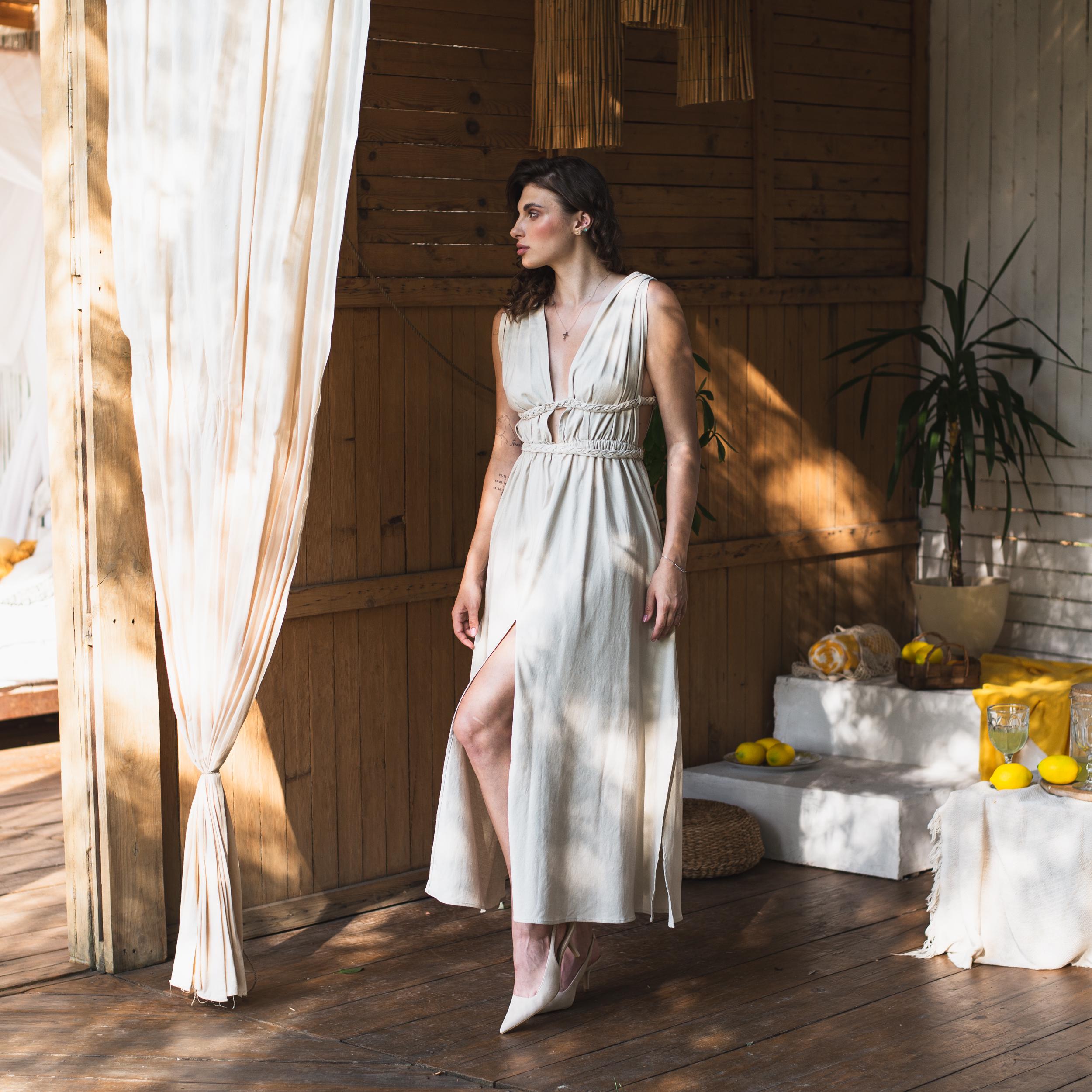 Goddess Dress Linen, Goddess Dress Greek, Backless Summer Dress, Linen ...