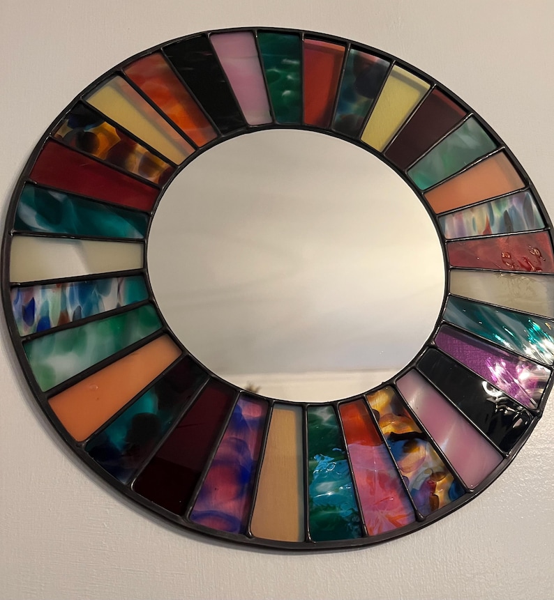 Stained Glass Mirror- Patchwork Multi Color Fremont Glass - Etsy
