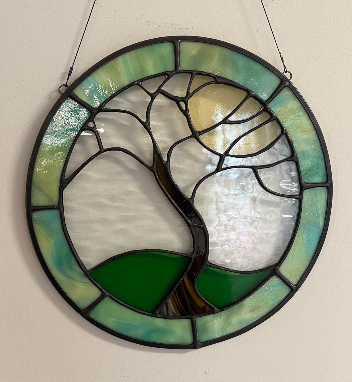 Stained Glass Pattern- Digital Download- Round Tree With Moon - Etsy