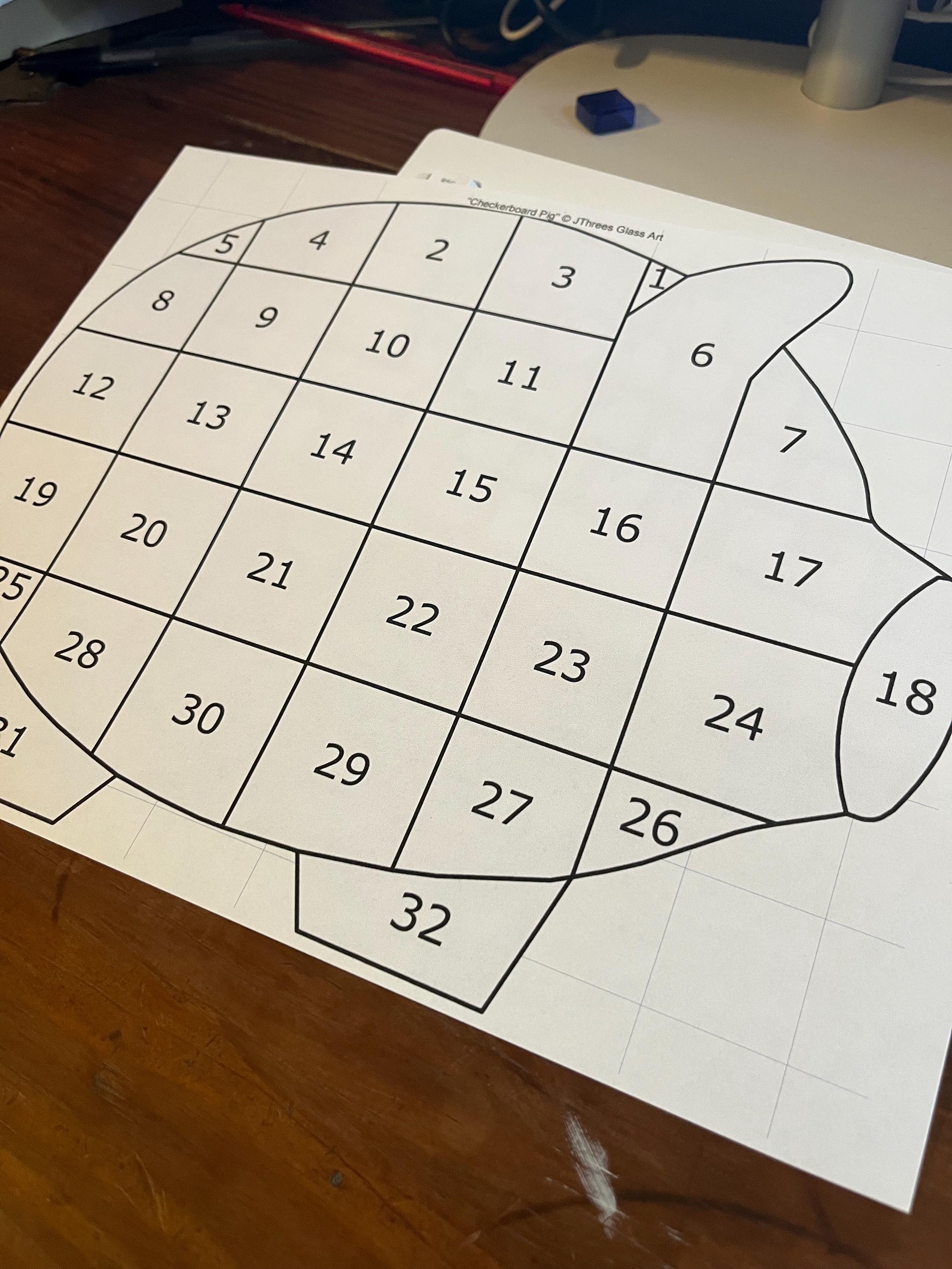 Stained Glass Pattern- Digital Download- Checkerboard Pig - Etsy