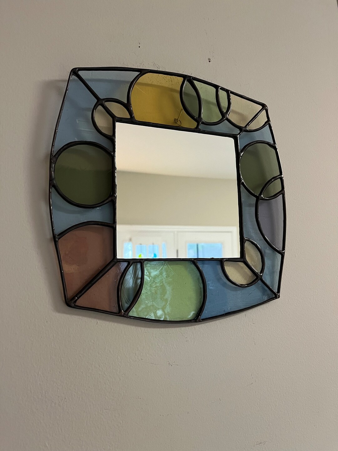 The Bubble Mirror- Stained Glass Mirror- Pastel Shades - Etsy