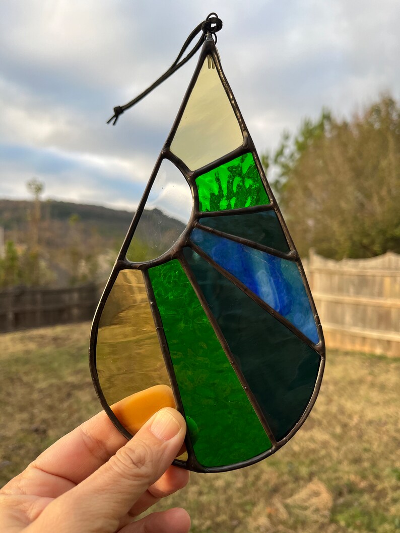 Teardrop Colorful Stained Glass Stained Glass Suncatcher - Etsy