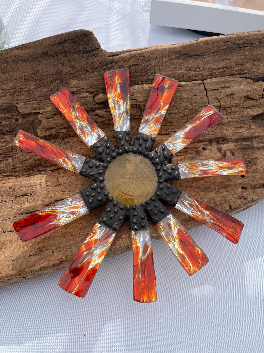 Stained Glass Wallflower- Fire - Etsy