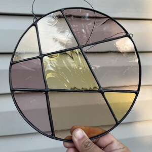 Stained Glass Round Abstract Panel Suncatcher - Etsy