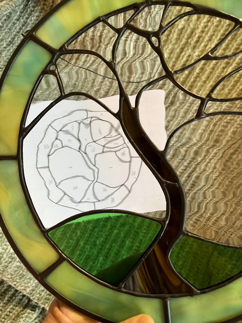 Stained Glass Pattern- Digital Download- Round Tree With Moon - Etsy