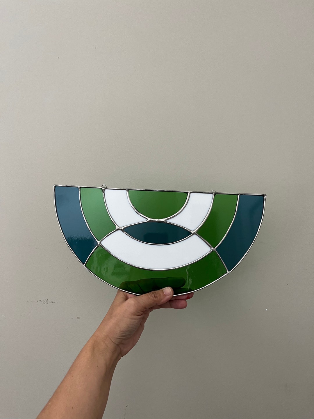 Stained Glass Geometric Semicircle Panel - Etsy