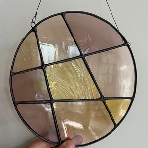 Stained Glass Round Abstract Panel Suncatcher - Etsy