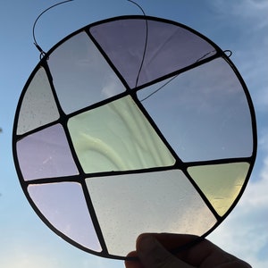 Stained Glass Round Abstract Panel Suncatcher - Etsy