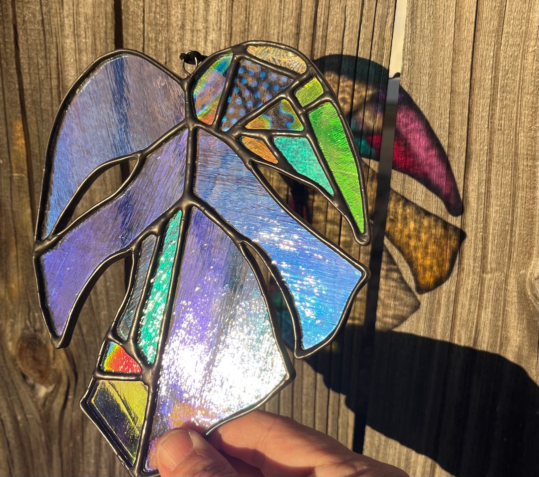 Stained Glass Monstera Leaf Dichroic Glass Leaf - Etsy