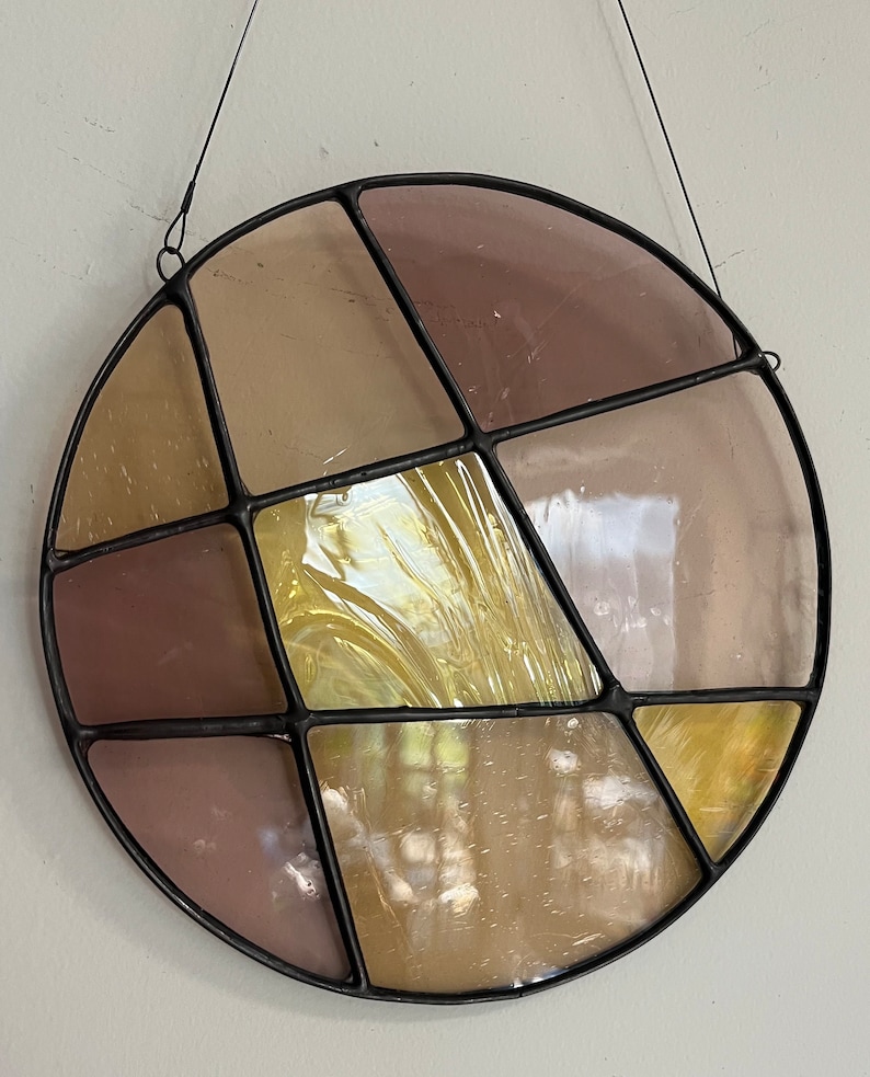 Stained Glass Round Abstract Panel Suncatcher - Etsy