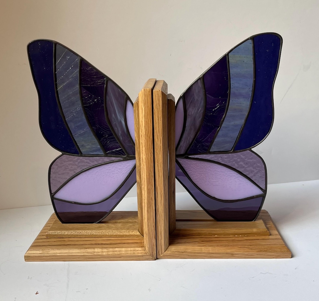 Stained Glass Bookends- Butterfly Wings- Purple - Etsy