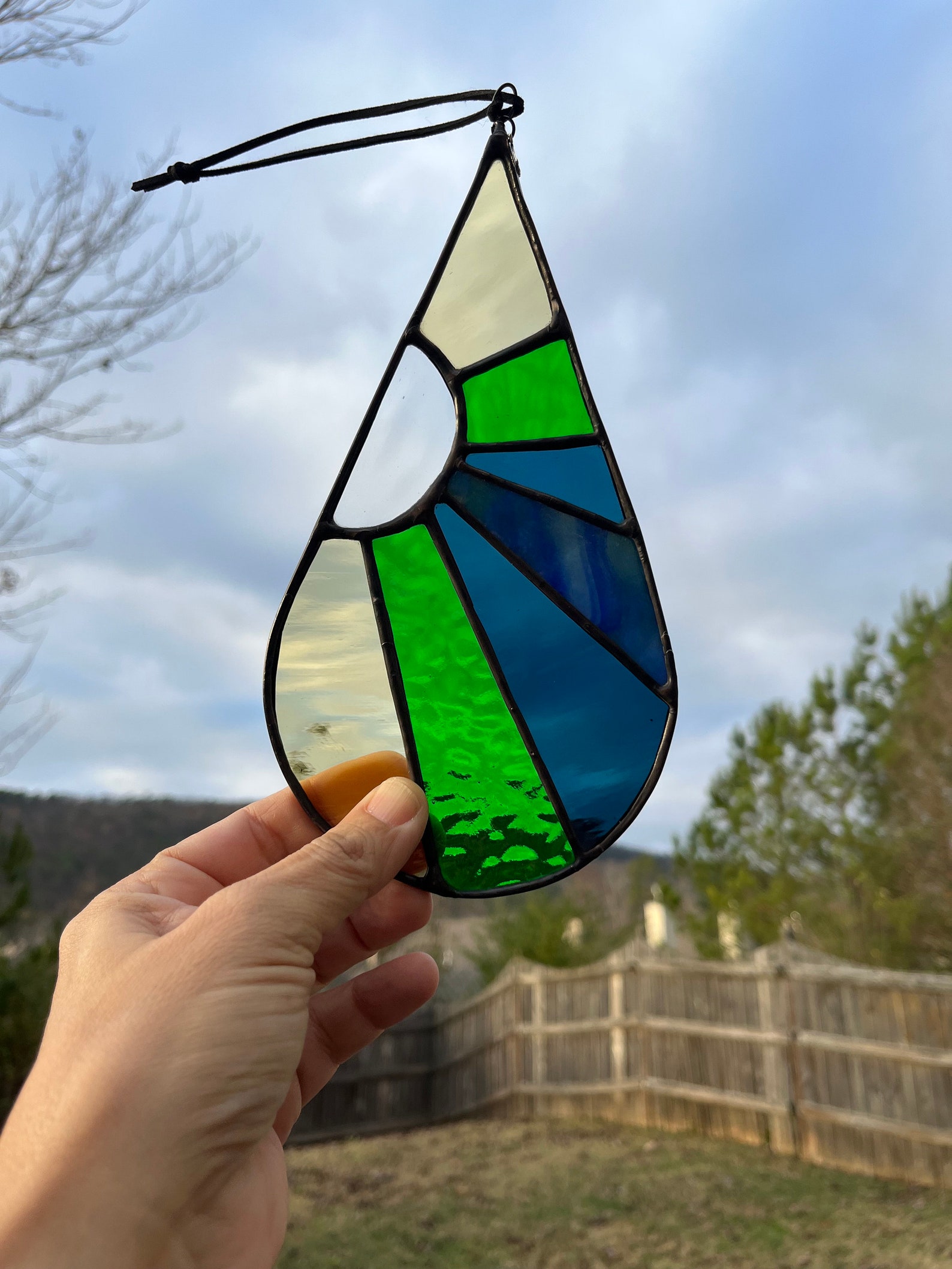 Teardrop Colorful Stained Glass Stained Glass Suncatcher - Etsy