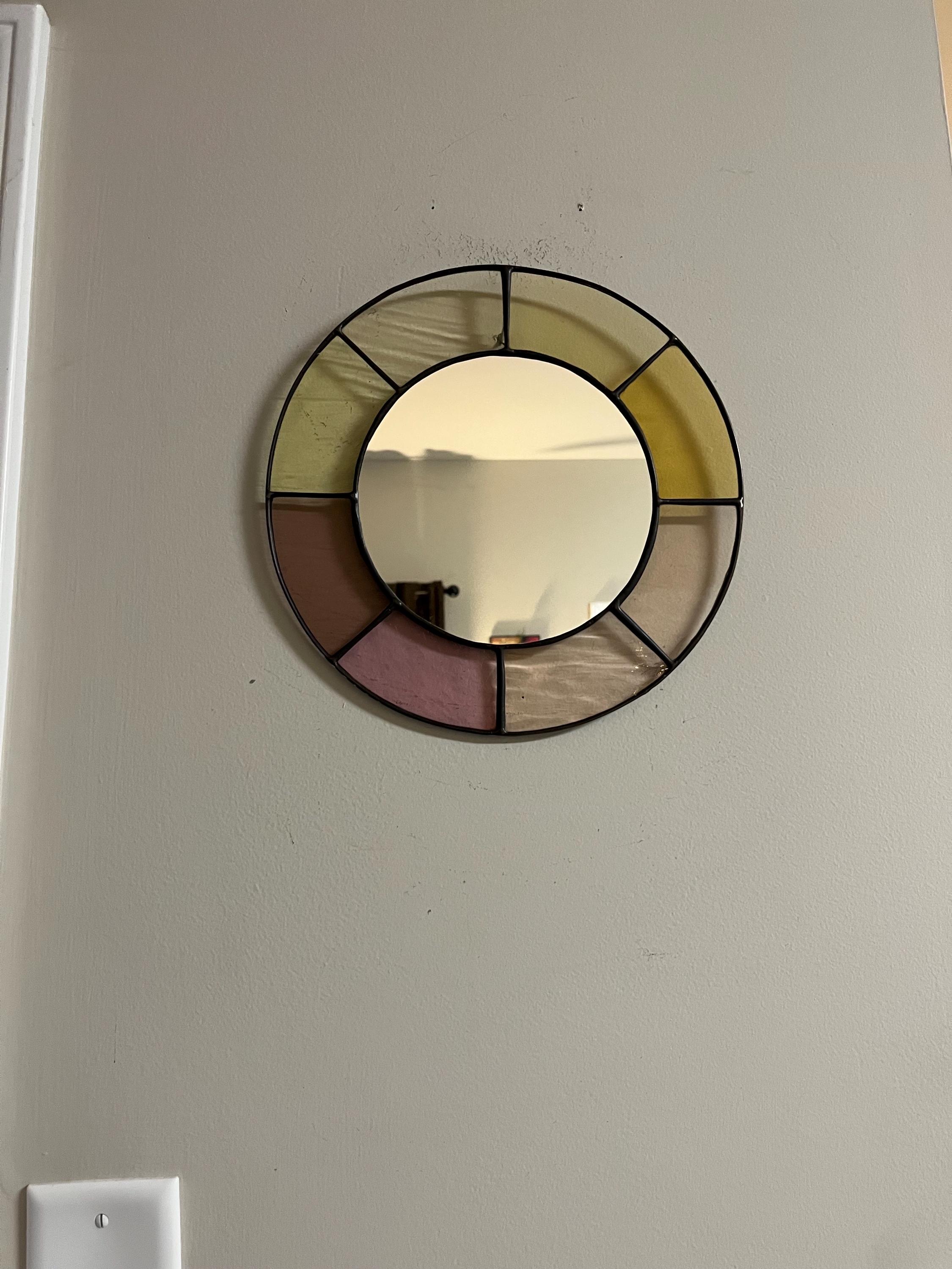 The Yellow One- Stained Glass Mirror- Pastel Shades of Yellow Pink and ...