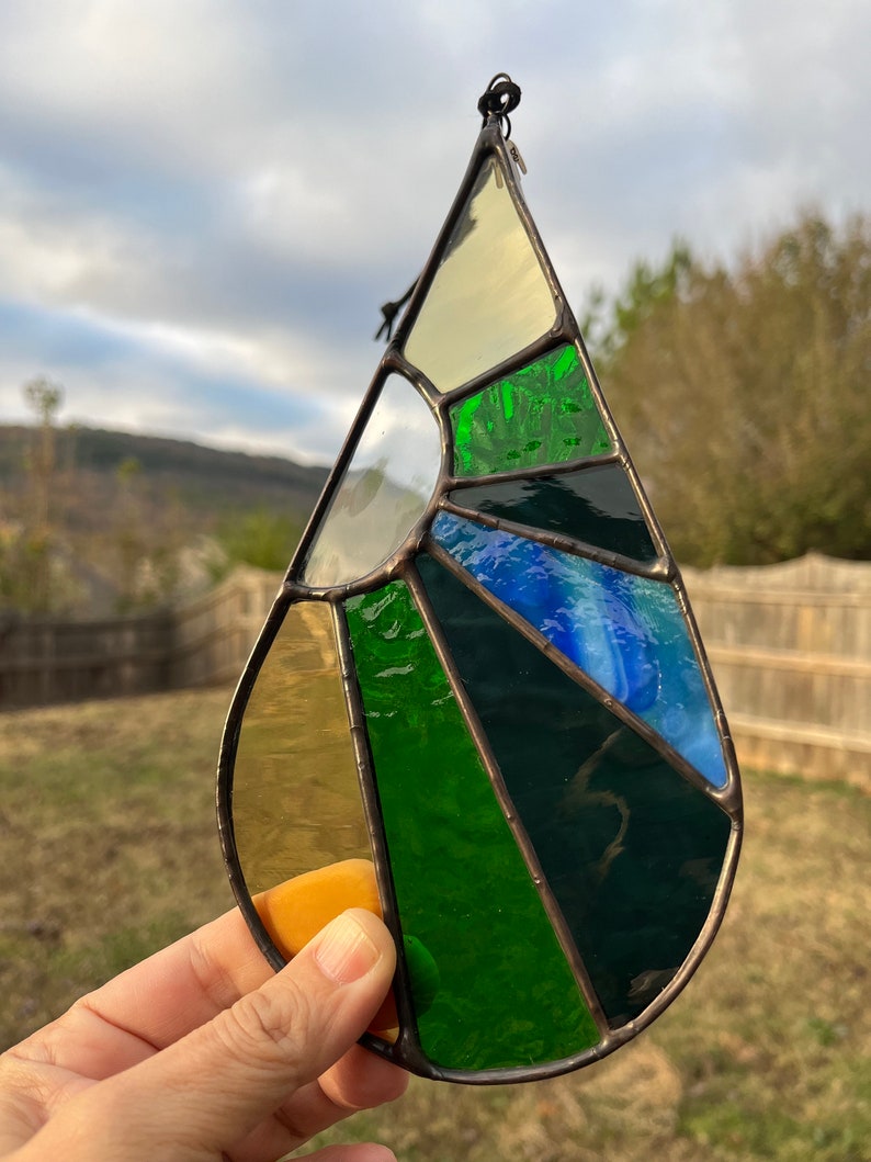Teardrop Colorful Stained Glass Stained Glass Suncatcher - Etsy