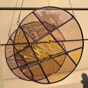 Stained Glass Round Abstract Panel Suncatcher - Etsy