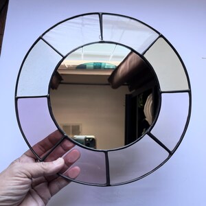 The Yellow One- Stained Glass Mirror- Pastel Shades of Yellow Pink and ...
