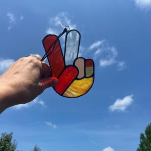 Stained Glass Peace Sign Hand Suncatcher - Etsy