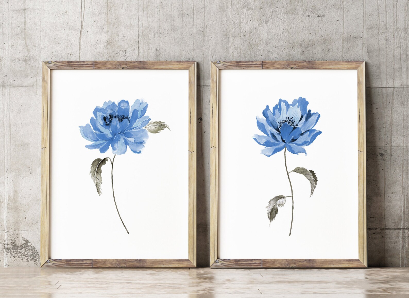 Blue Peony Prints Watercolor Peonies Peony Painting Set - Etsy