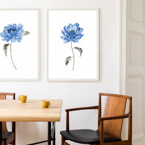 Blue Peony Prints Watercolor Peonies Peony Painting Set | Etsy