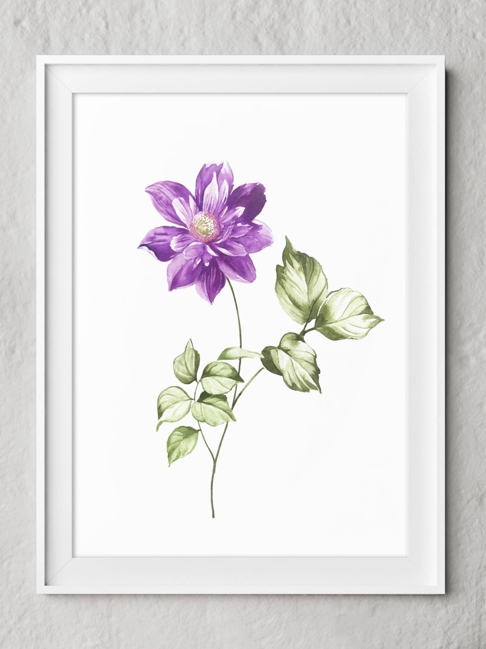 Purple Wall Art Set Purple Flower Prints Watercolor Flower - Etsy