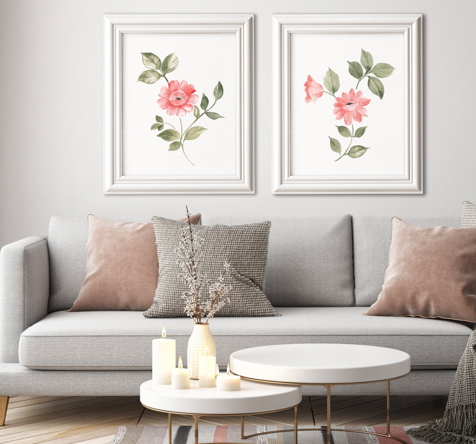 Shabby Chic Wall Art Blush Pink Print Set of 2 Blush Pink | Etsy