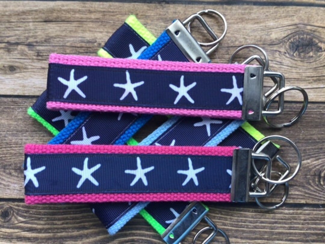 Starfish Keychain, Coastal Starfish, Key Chain, Key Fob, Key Ring, Gift ...