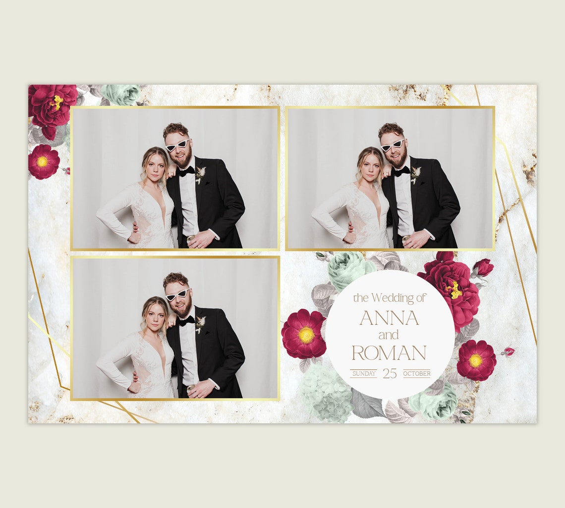 Wedding Photobooth Template, Floral Photobooth Template, 4x6 Wedding ...