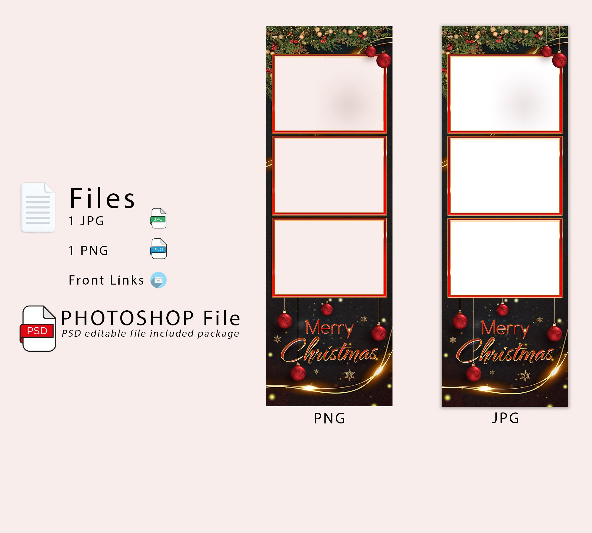 Christmas Photo Booth Template, 2x6 Template, Holiday Photo Booth ...