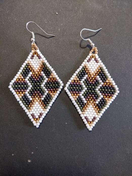 Colorful Diamond Seed Bead Earrings - Etsy
