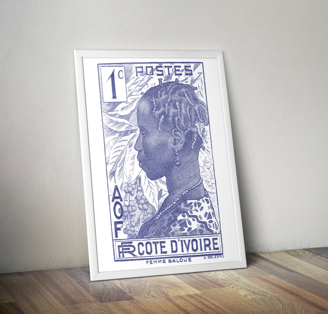 Ivory Coast - Blue Design - African Art Print -travel Art - African ...