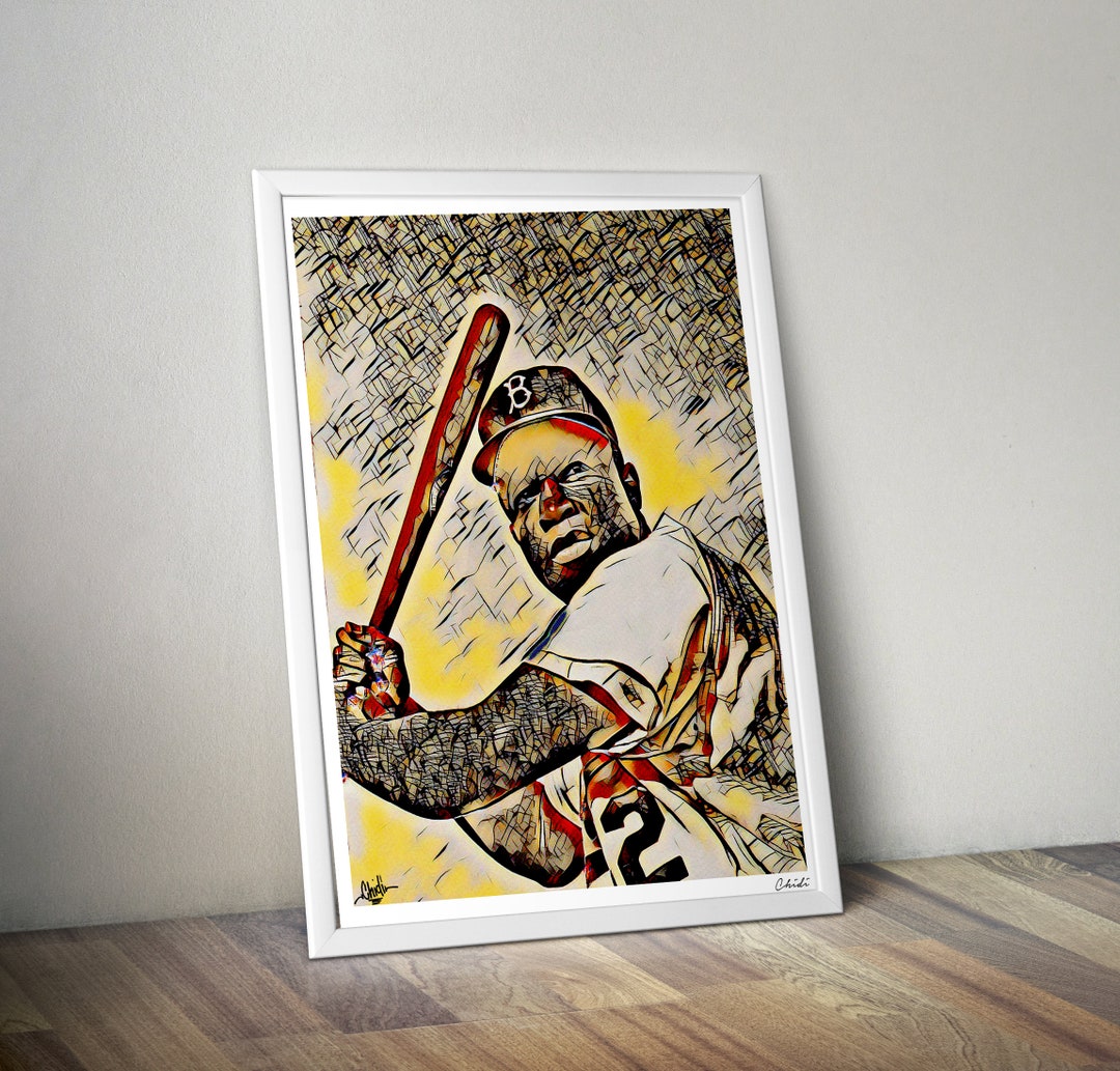 Jackie Robinson - Wall Art Print - Modern Black Art Poster - Baseball ...