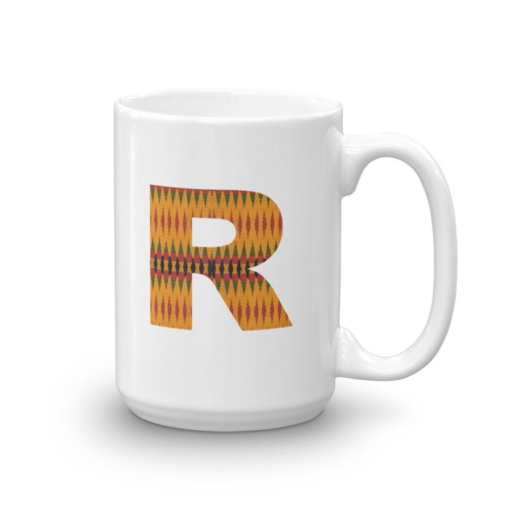 African Kente Monogram Initial R Letter Mug Coffee Mug | Etsy
