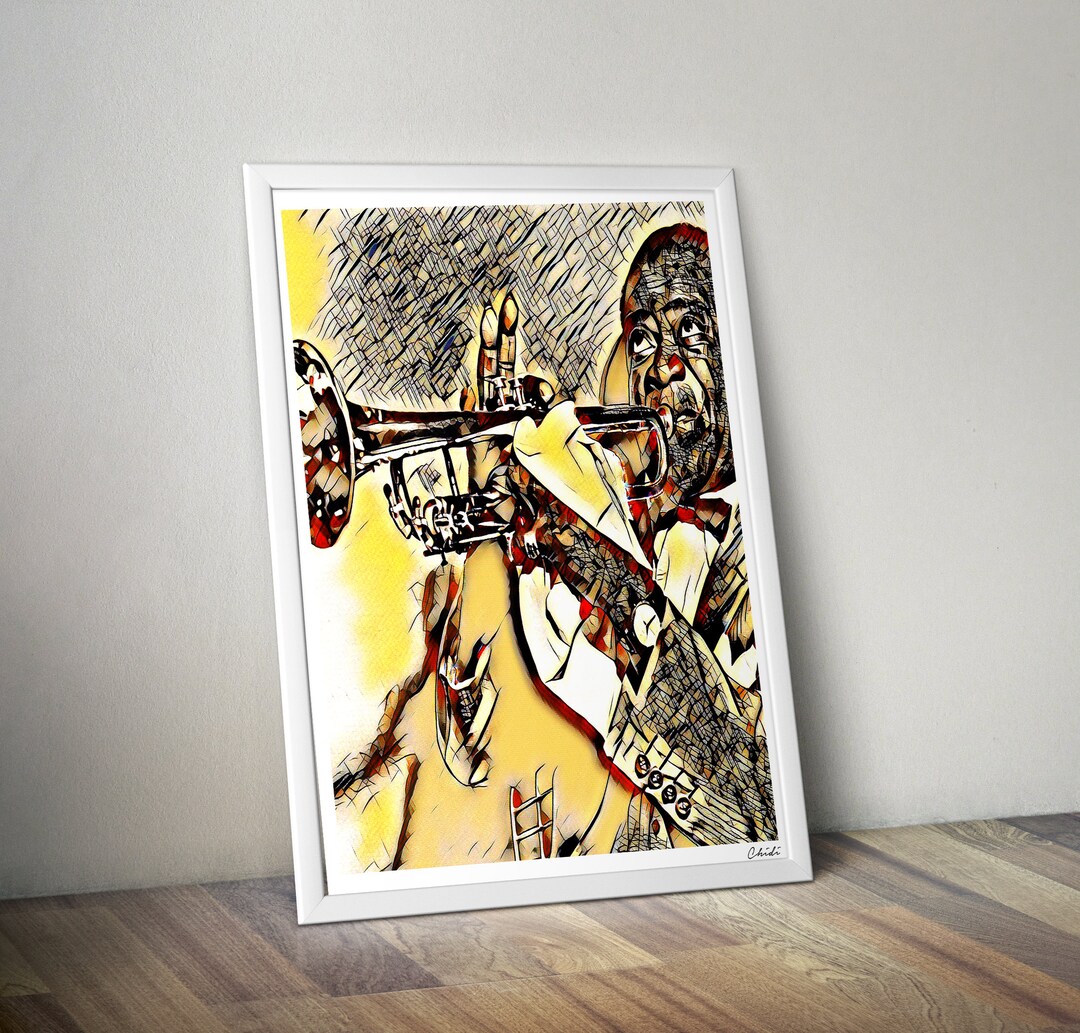 Louis Armstrong - Wall Art Print - Modern Black Art Poster - Musician ...