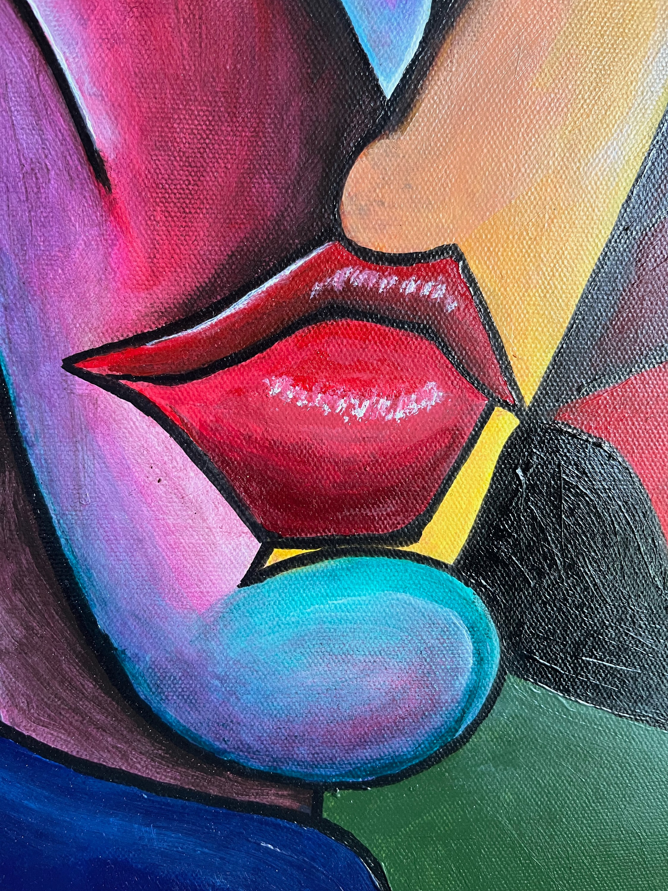 Michael Lang Style Acrylic Abstract Faces Painting by Charles Godsey ...