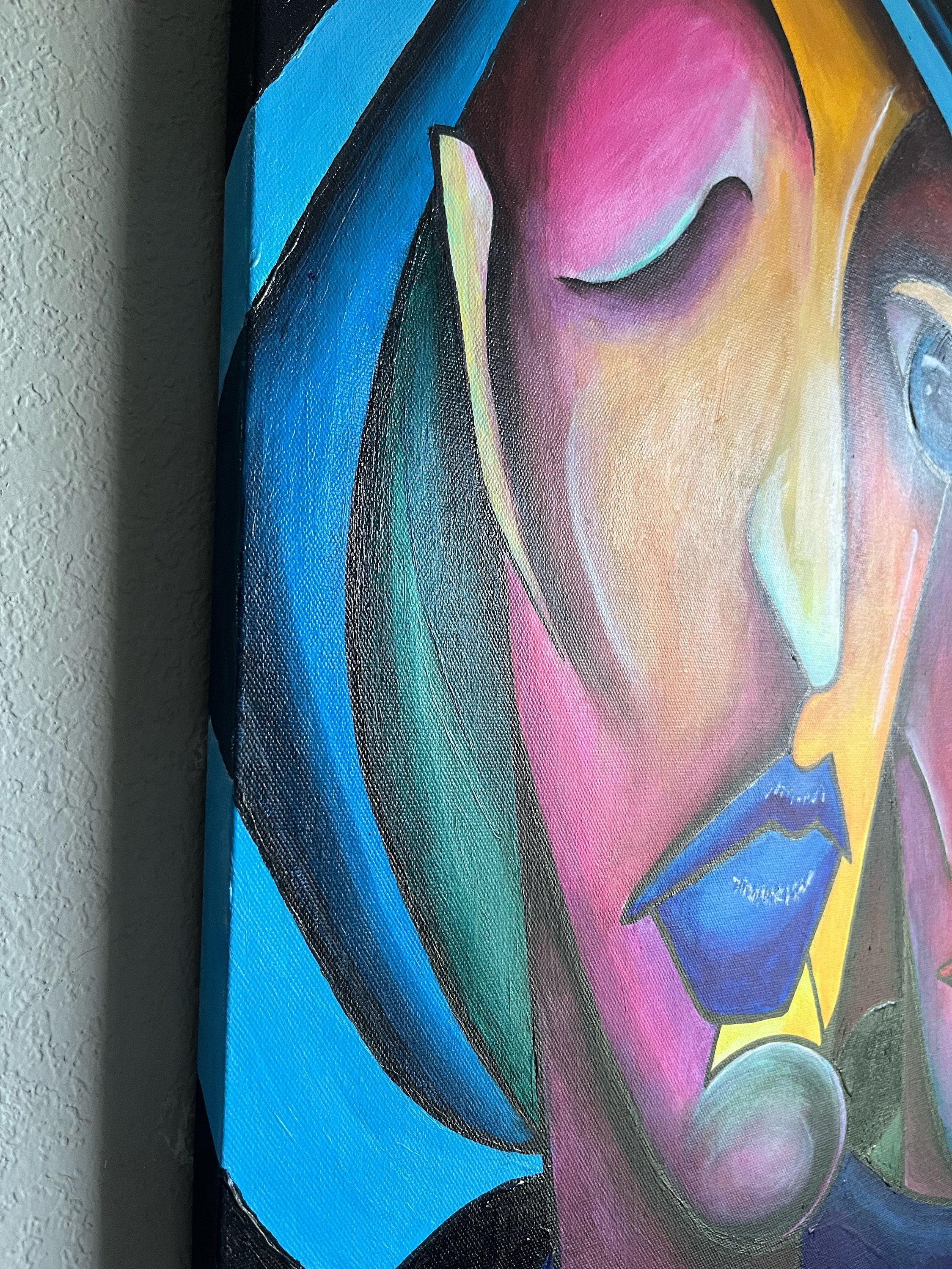 Michael Lang Style Acrylic Abstract Faces Painting by Charles Godsey ...