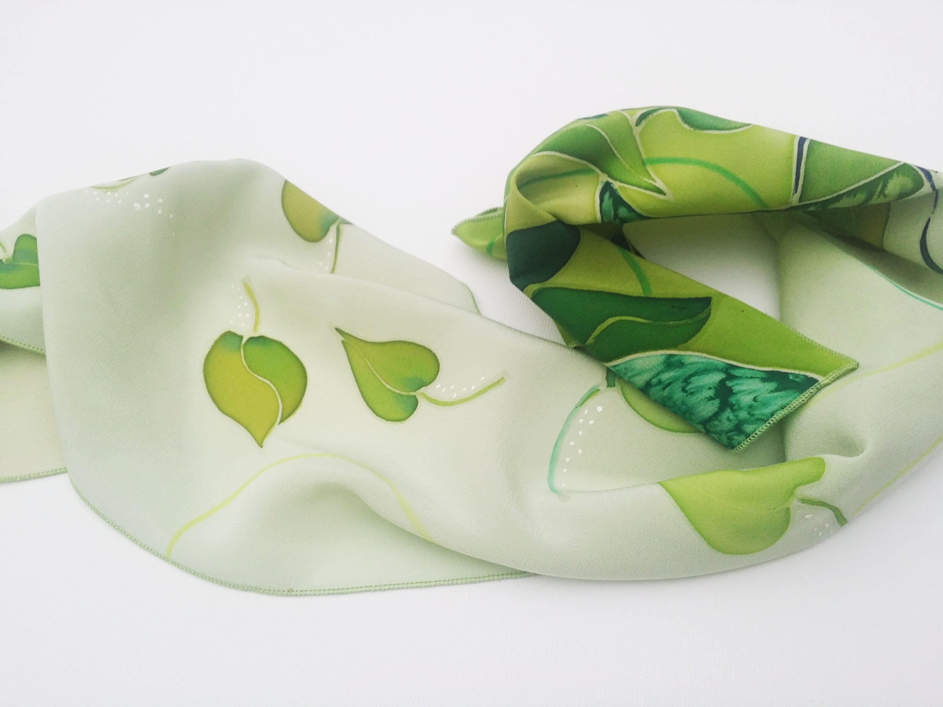 Small Silk Scarf Hand Painted Mint Freshness Gift for Women - Etsy