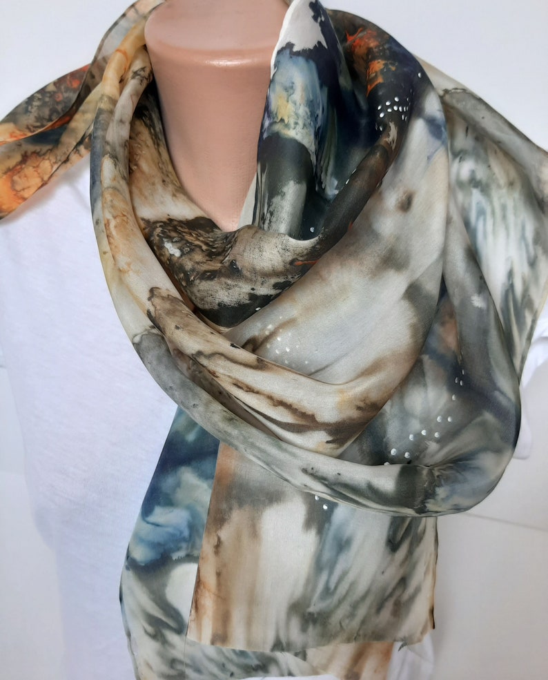 Silk Scarf Hand Painted Abstract Batik Silk Scarf . Birthday | Etsy