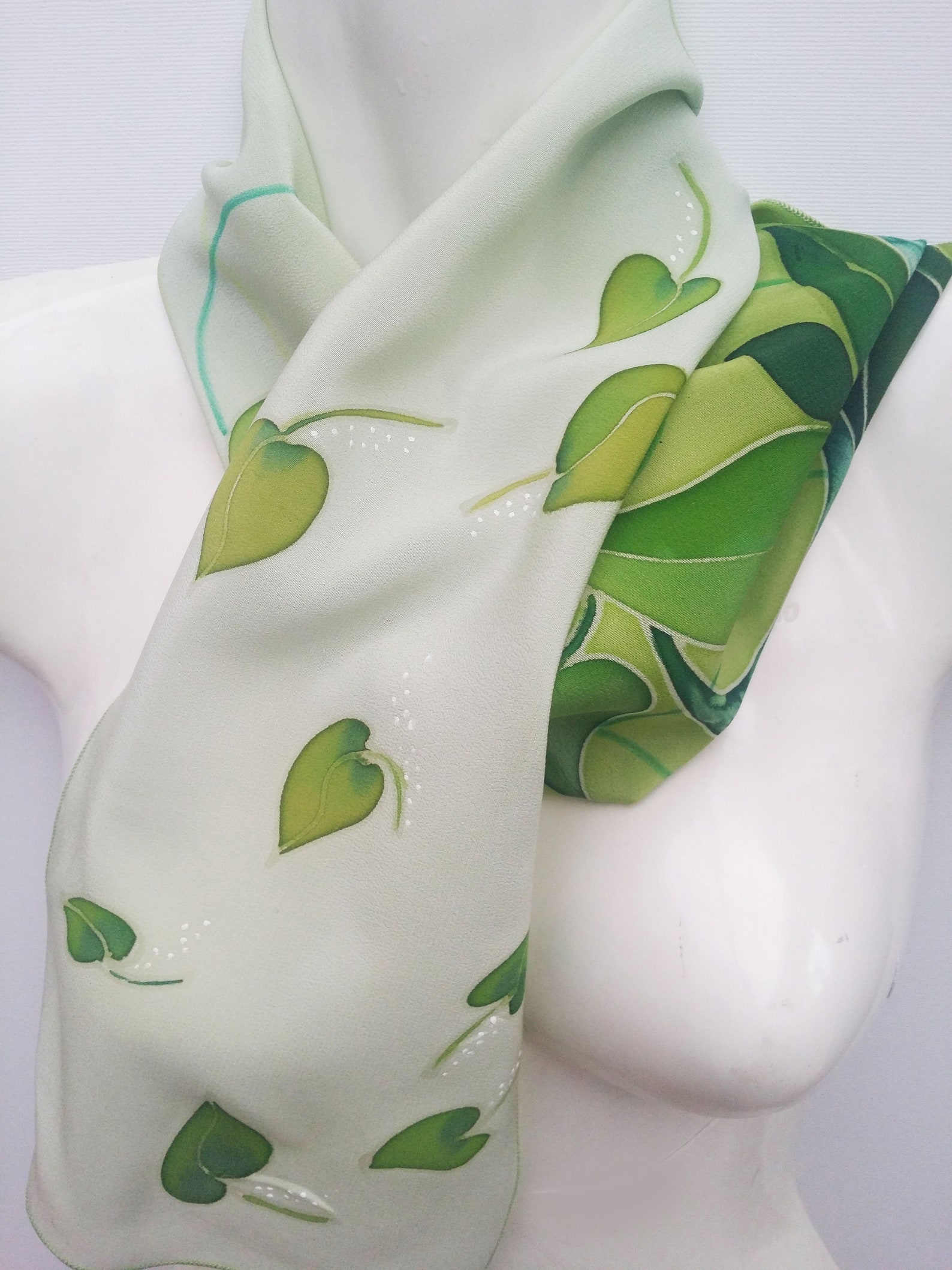 Small Silk Scarf Hand Painted Mint Freshness Gift for Women - Etsy