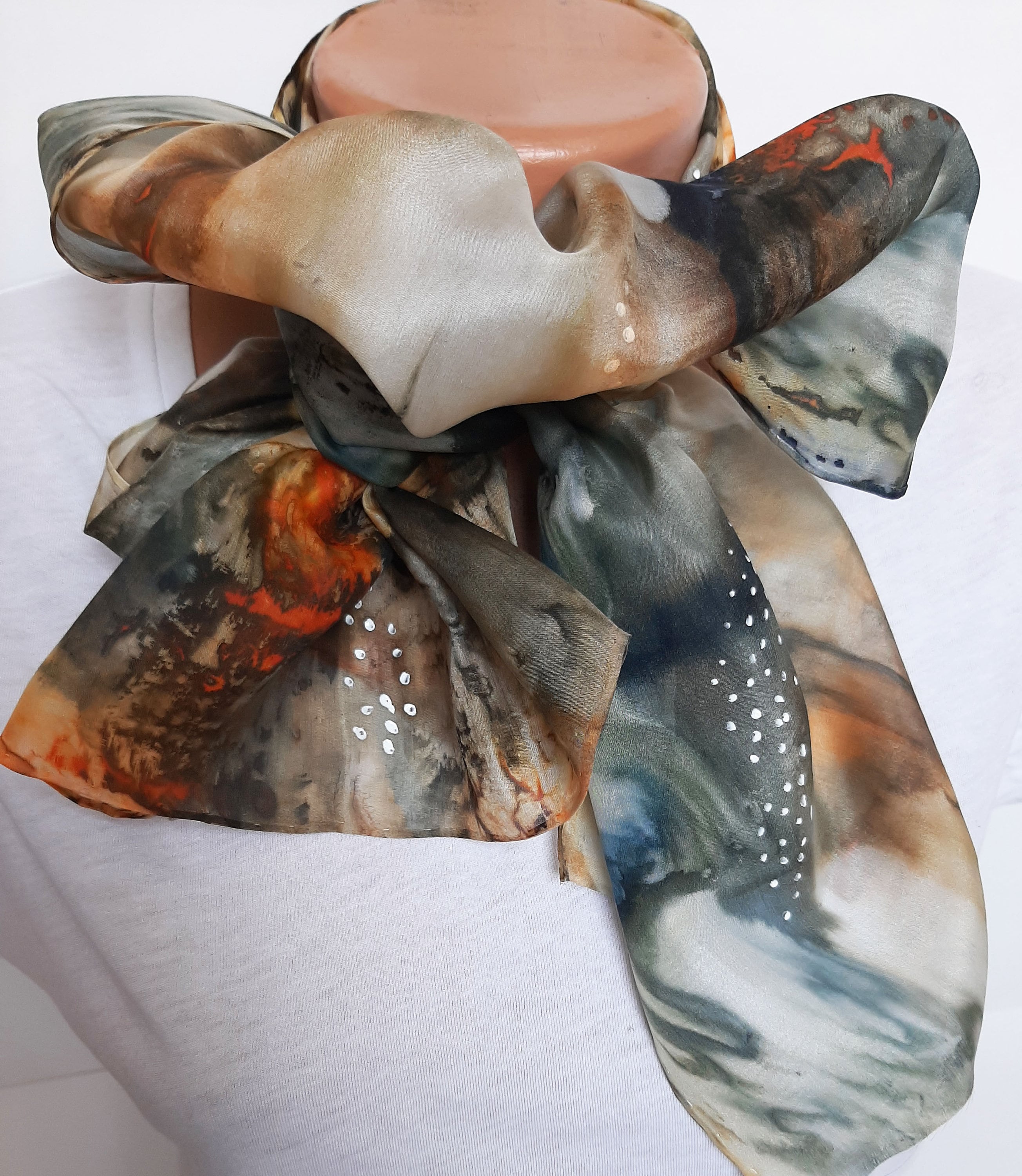 Silk scarf hand painted Abstract batik silk scarf . Birthday | Etsy