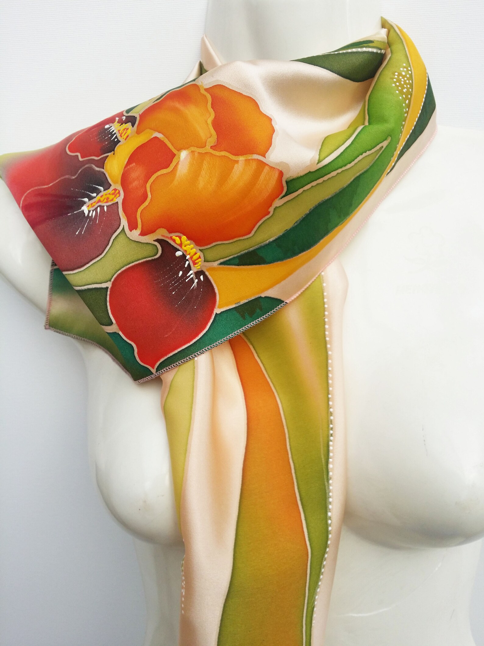 Hand Painted Silk Scarf. Small Silk Scarf Iris. Mothers Day Gift ...