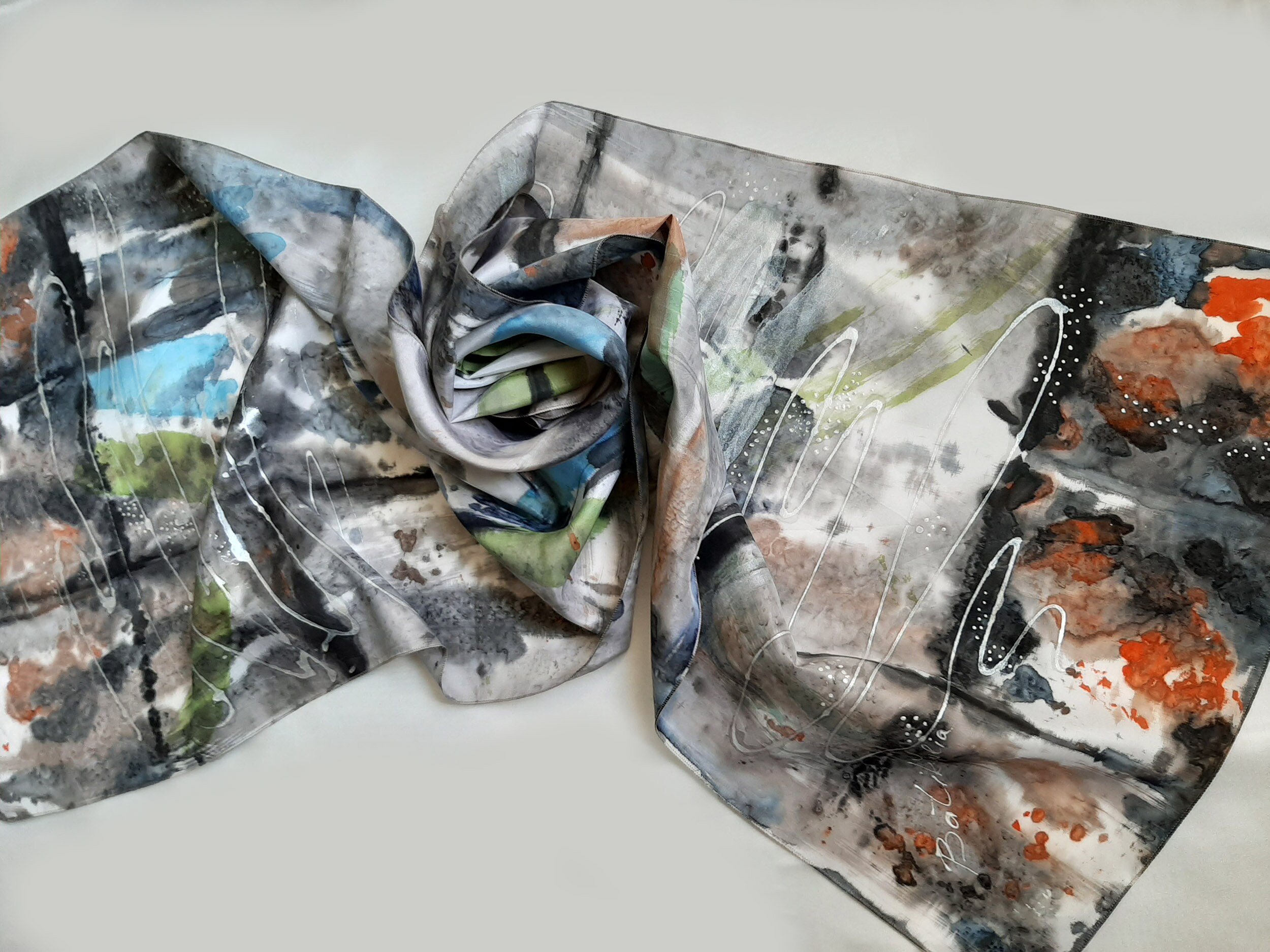 Silk Scarf Hand Painted. Abstract Batik Scarf. Birthday Gift . - Etsy