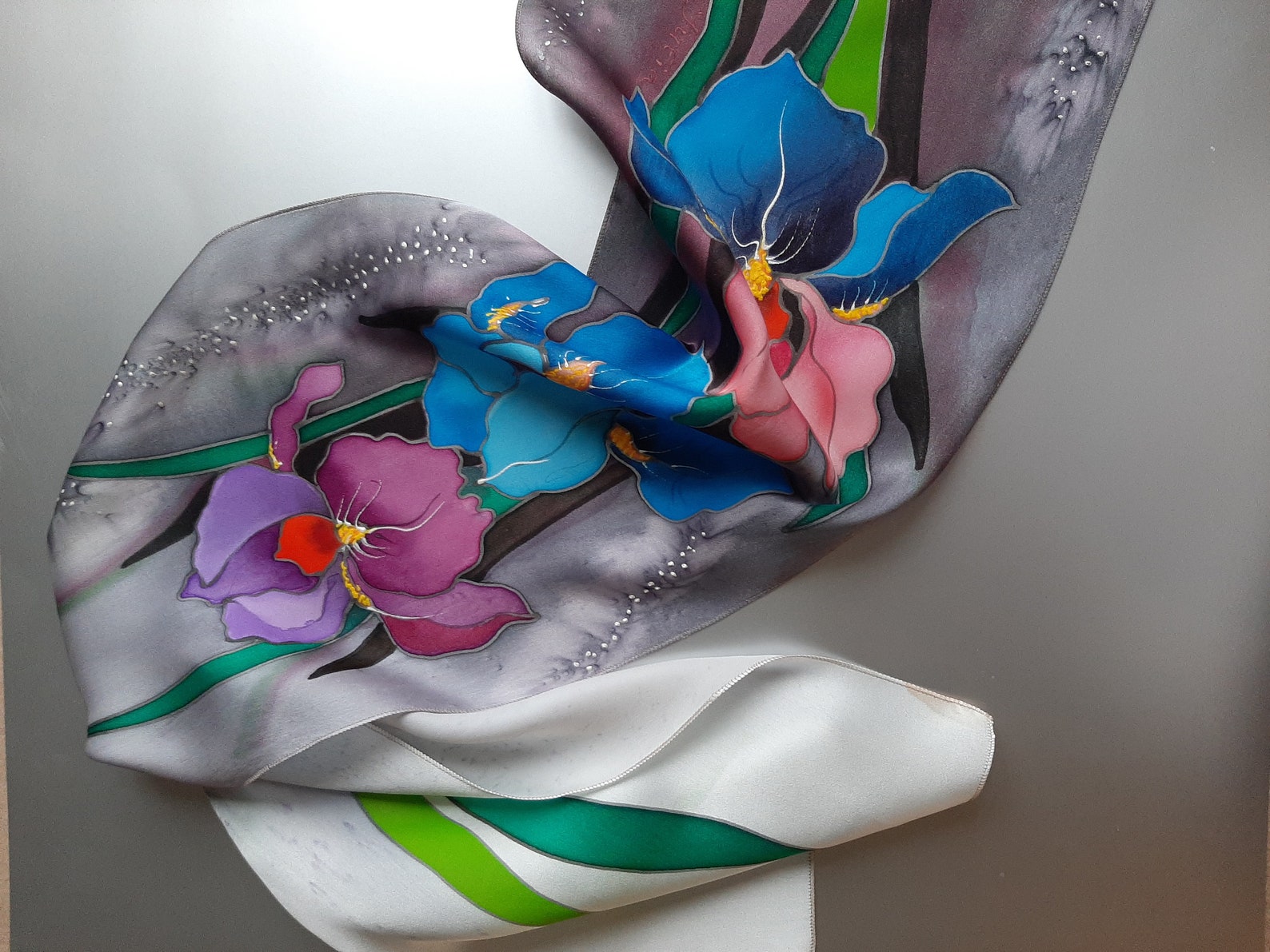 Irises Batik Silk Scarf Hand Paintedgift for Women - Etsy